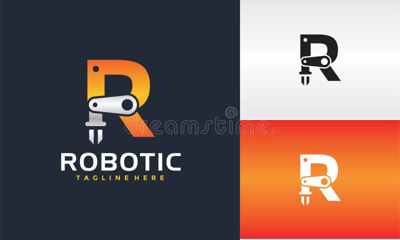 The Initials P the Robot Logo Stock Illustration - Illustration of ...
