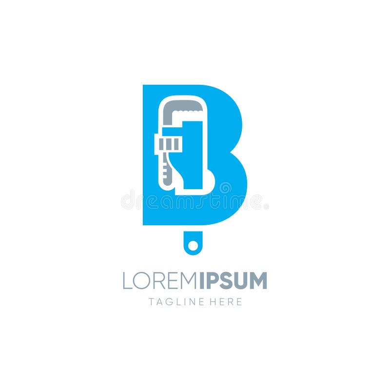 Letter B Initial Pipe Wrench Logo Design Vector Icon Graphic Emblem ...
