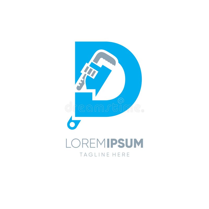 Letter D Initial Pipe Wrench Logo Design Vector Icon Graphic Emblem ...