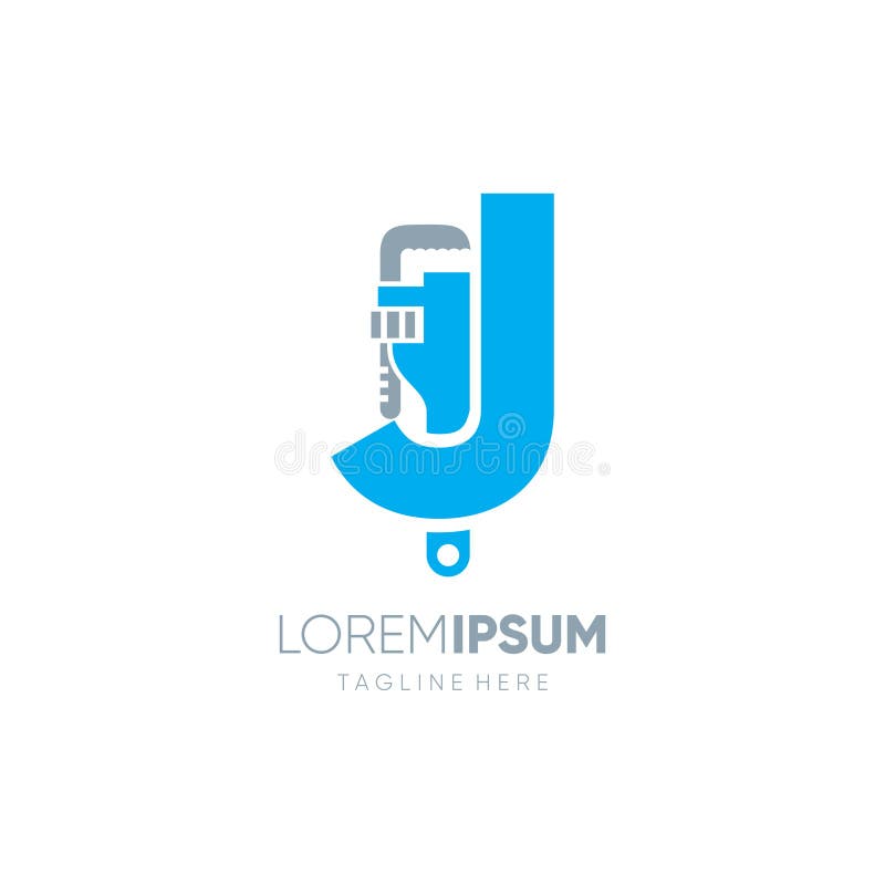 Letter J Initial Pipe Wrench Logo Design Vector Icon Graphic Emblem ...