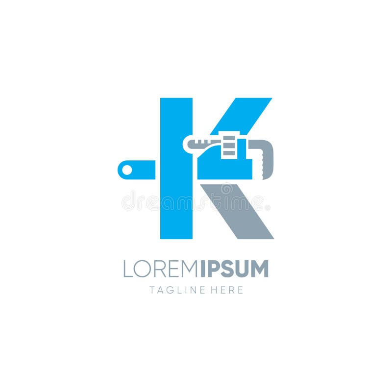 Letter K Initial Pipe Wrench Logo Design Vector Icon Graphic Emblem ...