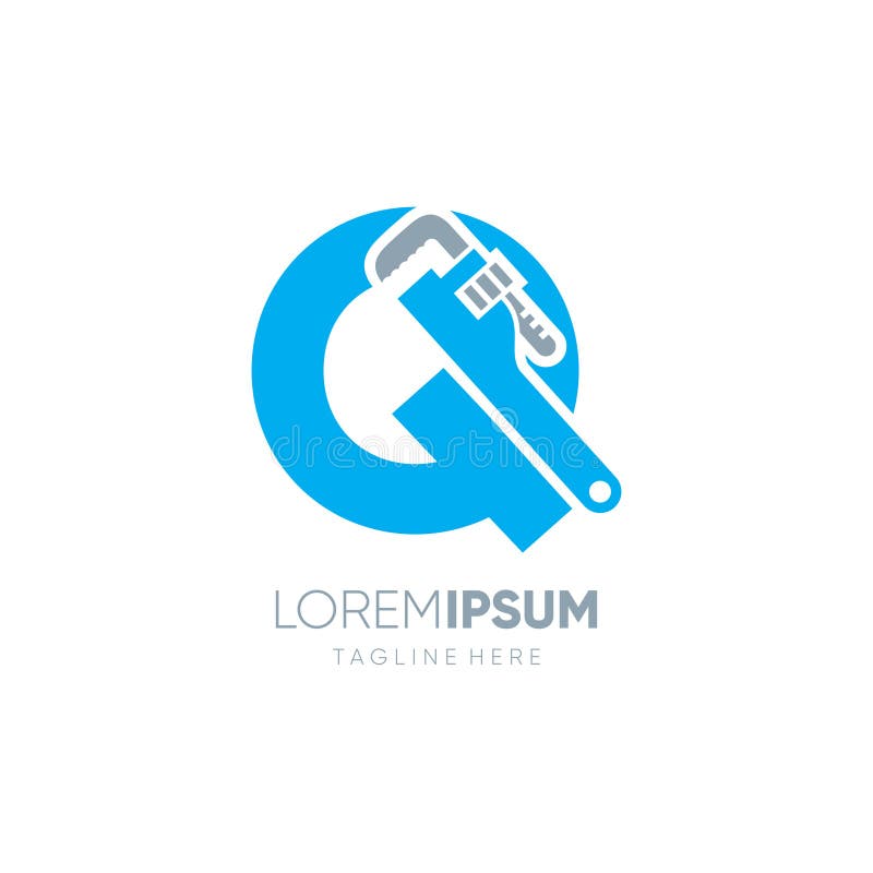 Letter Q Initial Pipe Wrench Logo Design Vector Icon Graphic Emblem ...