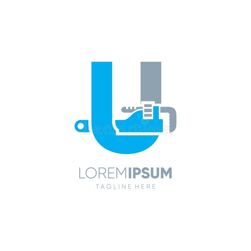 Letter U Initial Pipe Wrench Logo Design Vector Icon Graphic Emblem ...