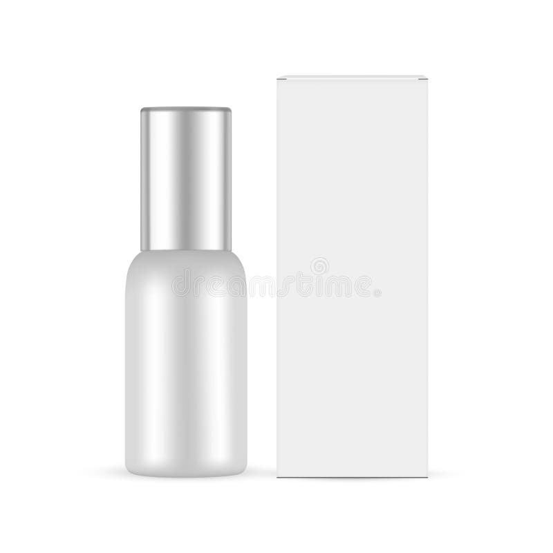 Cosmetic Bottle with Metal Cap for Skin Care Liquid, Box Front View ...