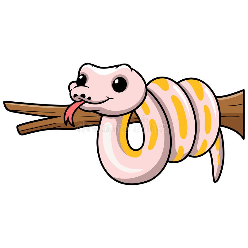 Cute Super Cinnamon Banana Ball Python Cartoon on Tree Branch Stock ...