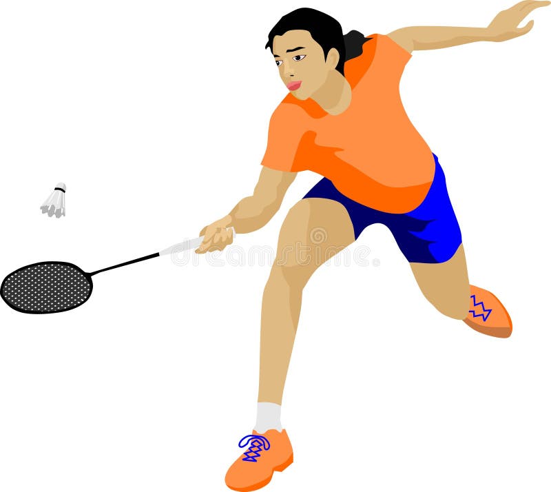 Girl Playing Badminton Sport Game Vector Stock Vector - Illustration of ...