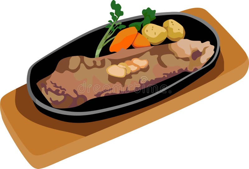 Beef Steak Hot Plate Food Vector Stock Vector - Illustration of beef ...