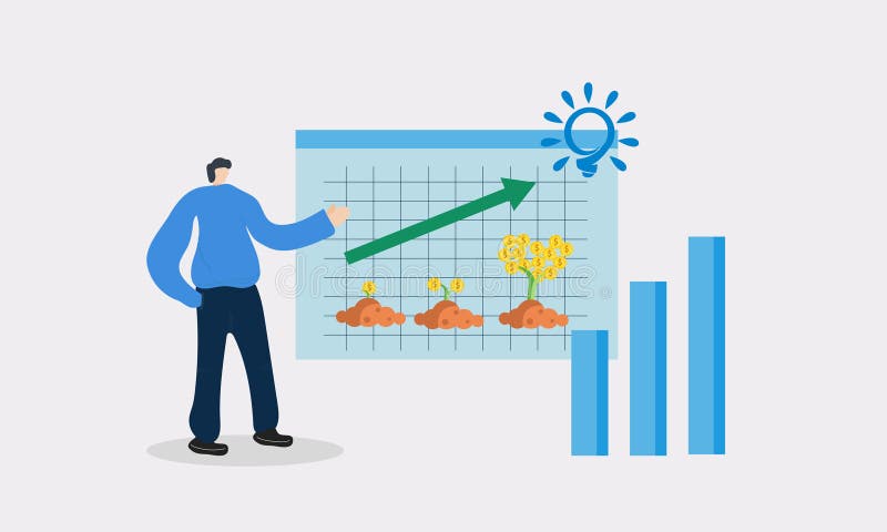 Finance Business Golden Coin with Graph Man Holding Coin Sign Dollar ...