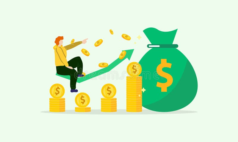 Finance Business Golden Coin with Graph Man Holding Coin Sign Dollar ...