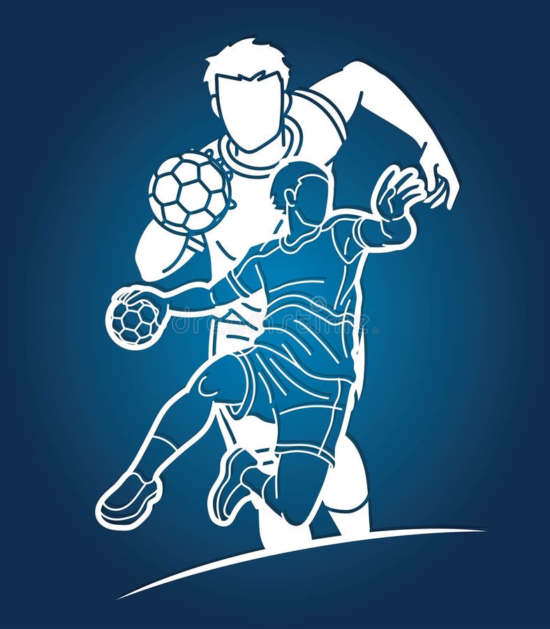 Group of Handball Sport Male Players Team Mix Action Stock Vector ...