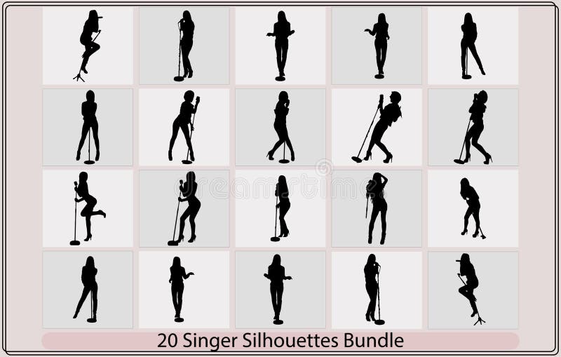 Men and Women Singer Silhouettes in Different Poses,Singer Collection ...