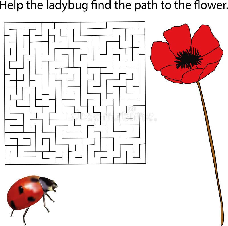 Maze Game with Ladybug. Labyrinth. Help the Ladybug Find the Path To ...