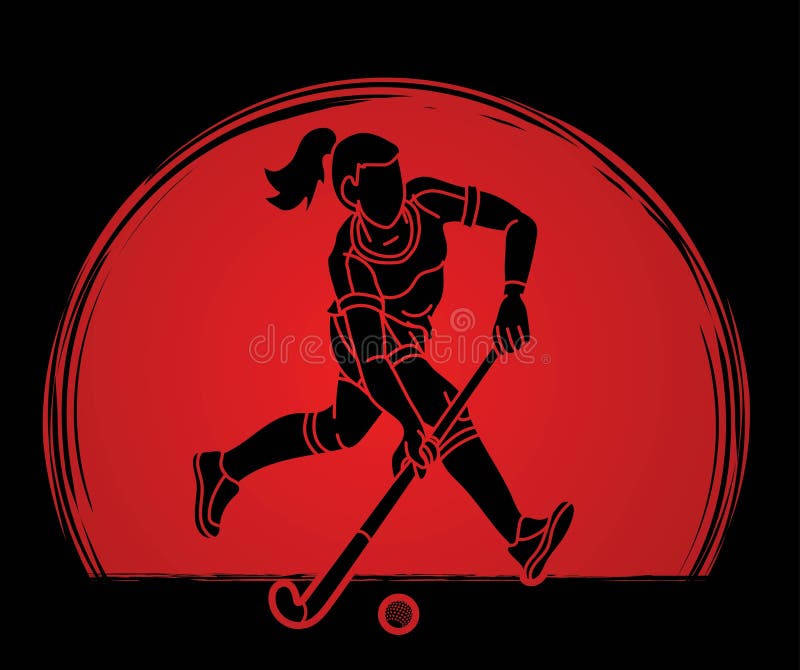 Field Hockey Sport Female Player Action Cartoon Stock Vector ...