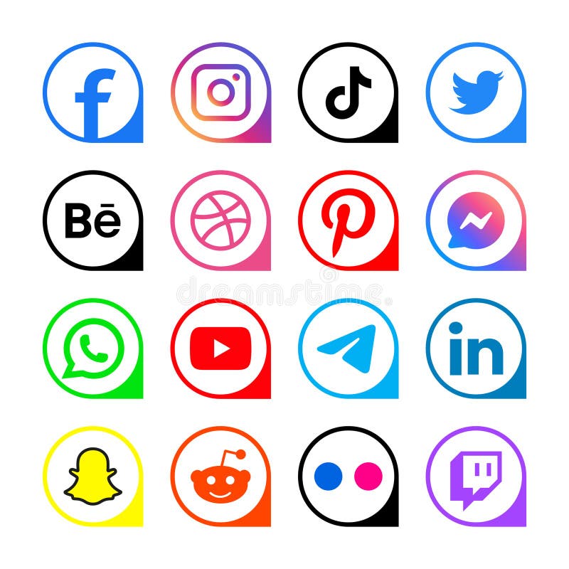 Popular Social Network Logo Icons Facebook Instagram Youtube Pinterest ...