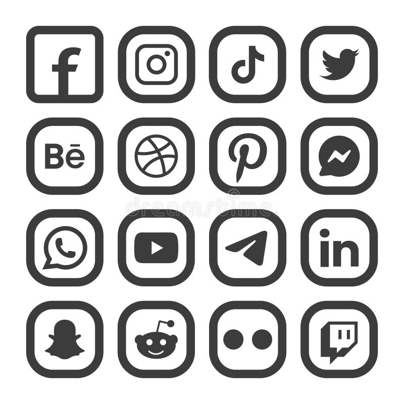 Popular Social Network Logo Icons Facebook Instagram Youtube Pinterest ...