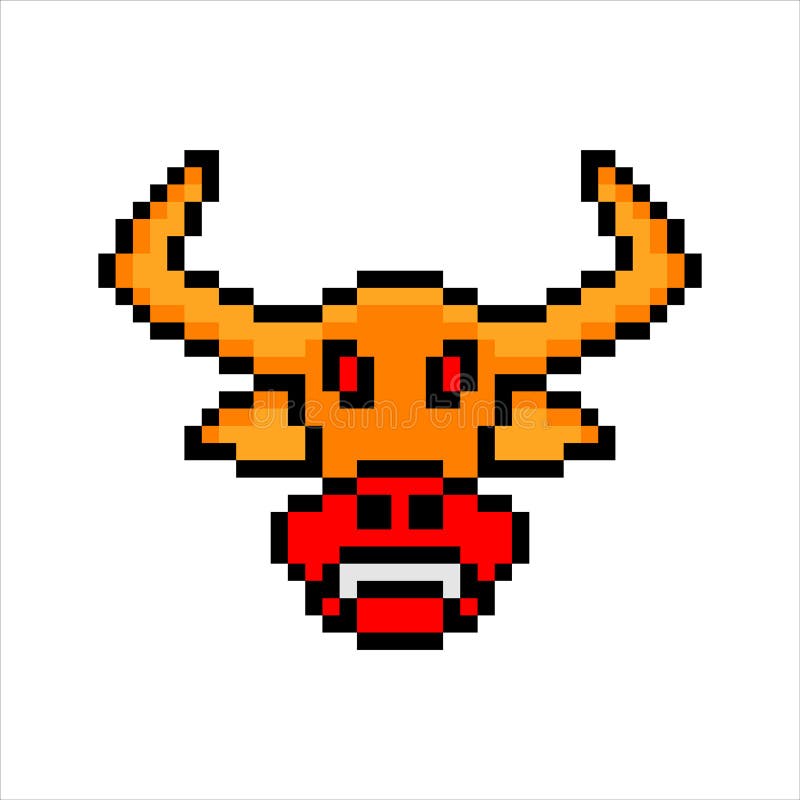 Bull head with pixel art. stock vector. Illustration of calf - 273728160