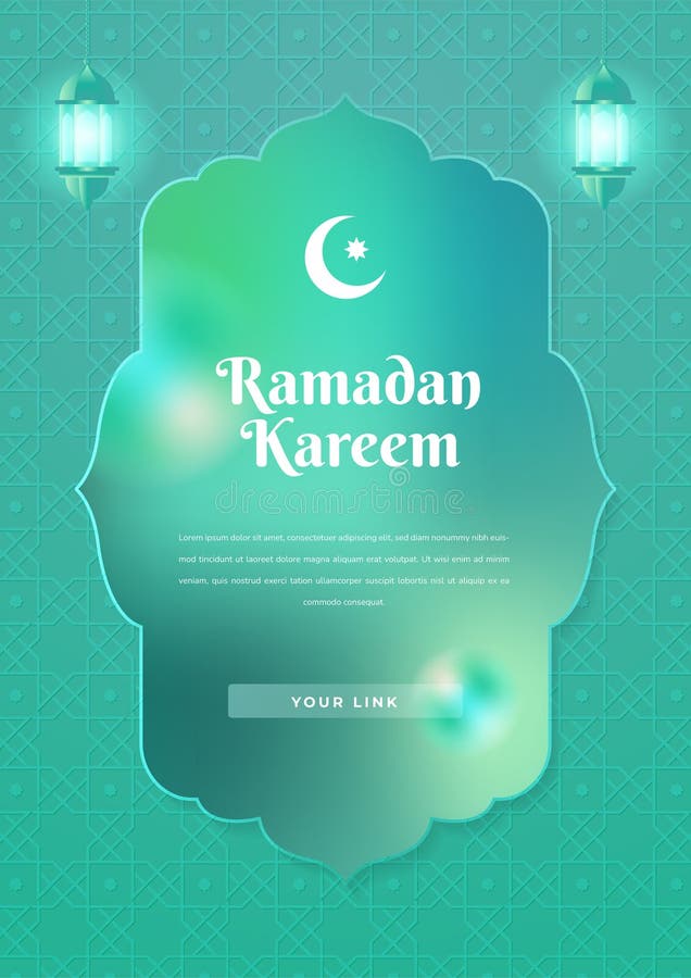 Ramadan Kareem Poster Template Design Beauty Green Color Concept Stock ...