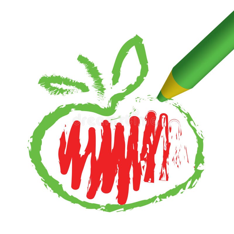 Grunge apple, green pen stock vector. Illustration of multi - 273770890