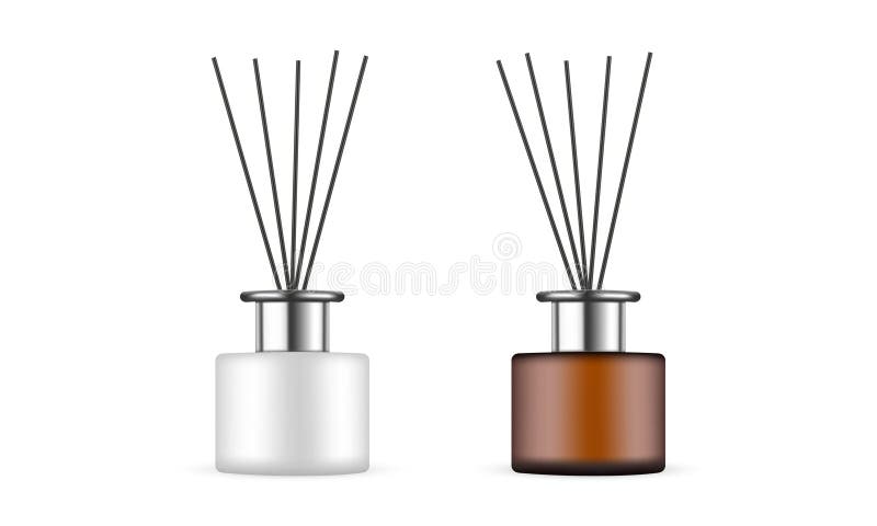 Two Reed Diffuser Bottles with Metal Caps, Amber and Ceramic Stock ...