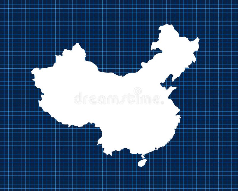 White Map Design Isolated on Blue Neon Grid with Dark Background of ...