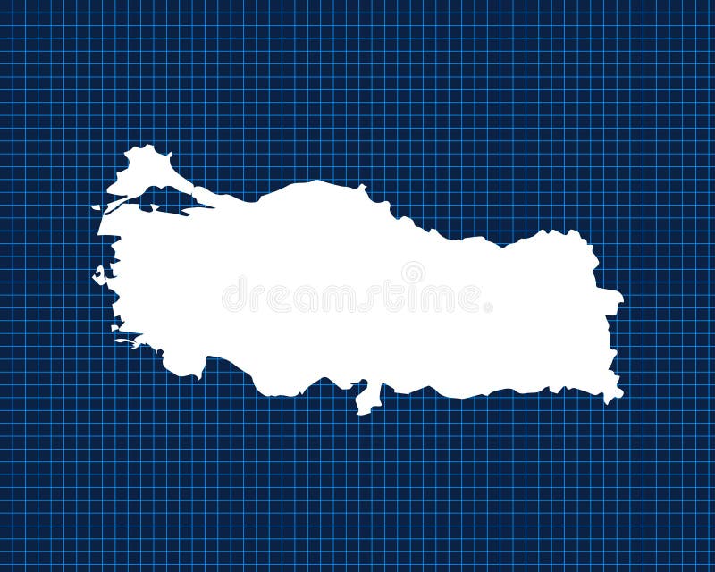 White Map Design Isolated on Blue Neon Grid with Dark Background of ...