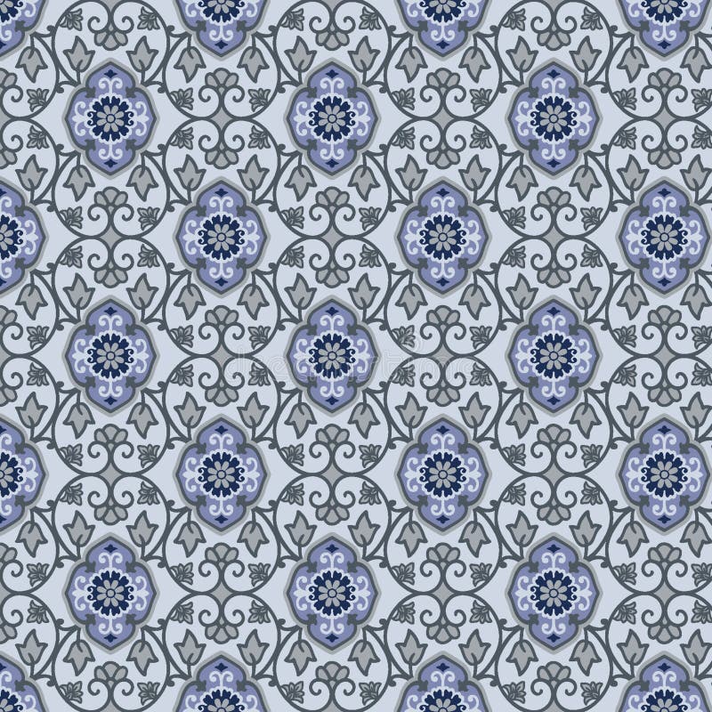 Seamless Damask Pattern. Majolica Pottery Tile, Azulejo, Original ...