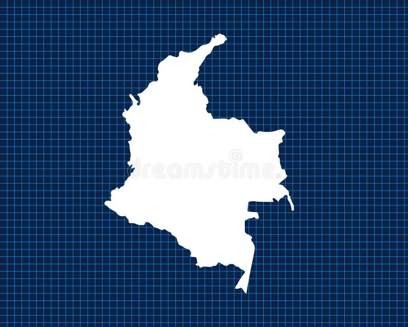White Map Design Isolated on Blue Neon Grid with Dark Background of ...