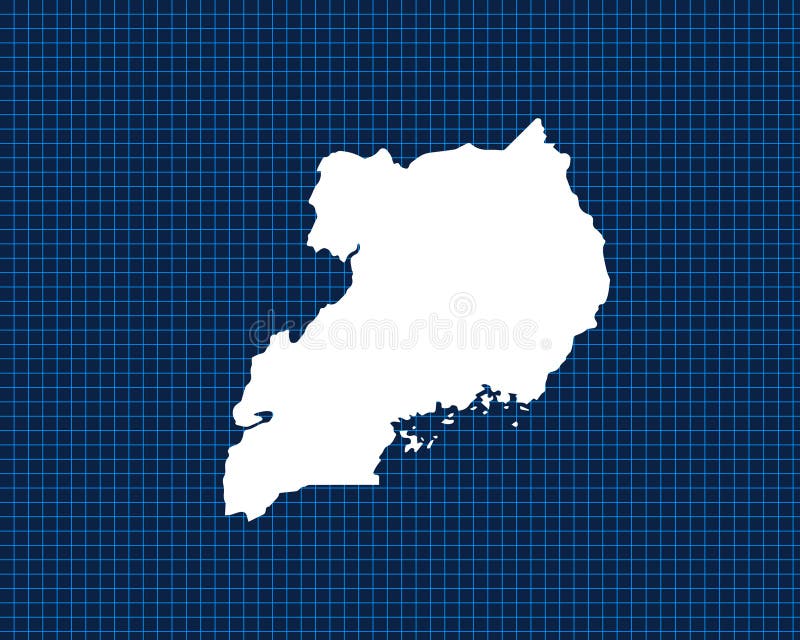 White Map Design Isolated on Blue Neon Grid with Dark Background of ...