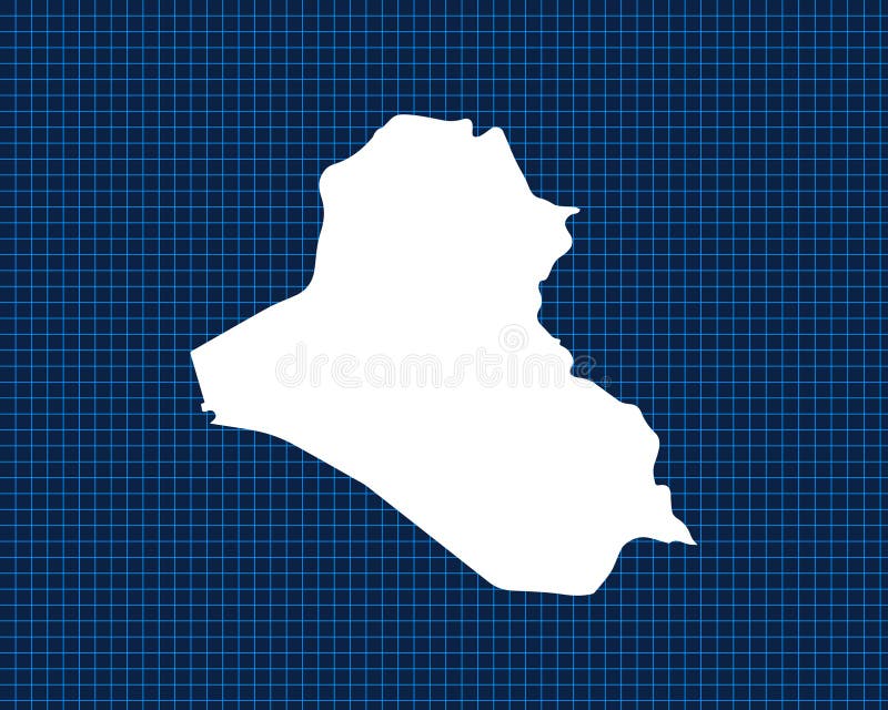 White Map Design Isolated on Blue Neon Grid with Dark Background of ...