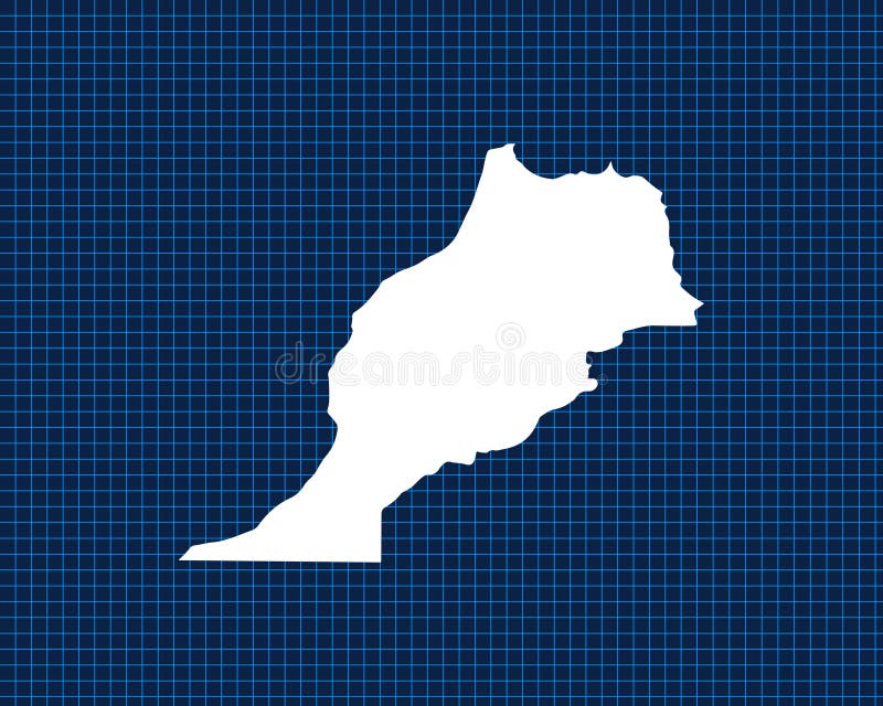 White Map Design Isolated on Blue Neon Grid with Dark Background of ...