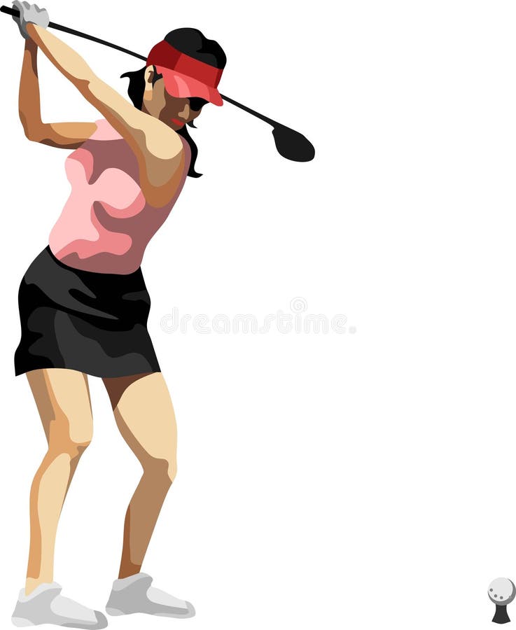 Girl Playing Golf Sport Ball Game Vector Stock Vector - Illustration of ...