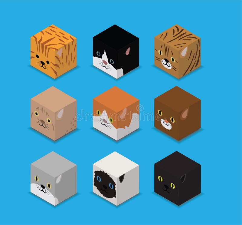 Dice Box 3D Character Pet Cats Animal Set Cartoon Vector Stock Vector ...