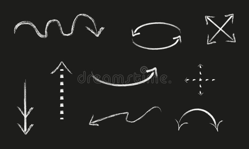 Arrow Chalk Vector Set. Vector Hand Drawn Arrows Icons Set on the ...