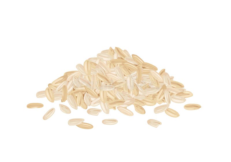 Heap of Brown Rice Seeds Isolated on White Background. Healthy Organic ...