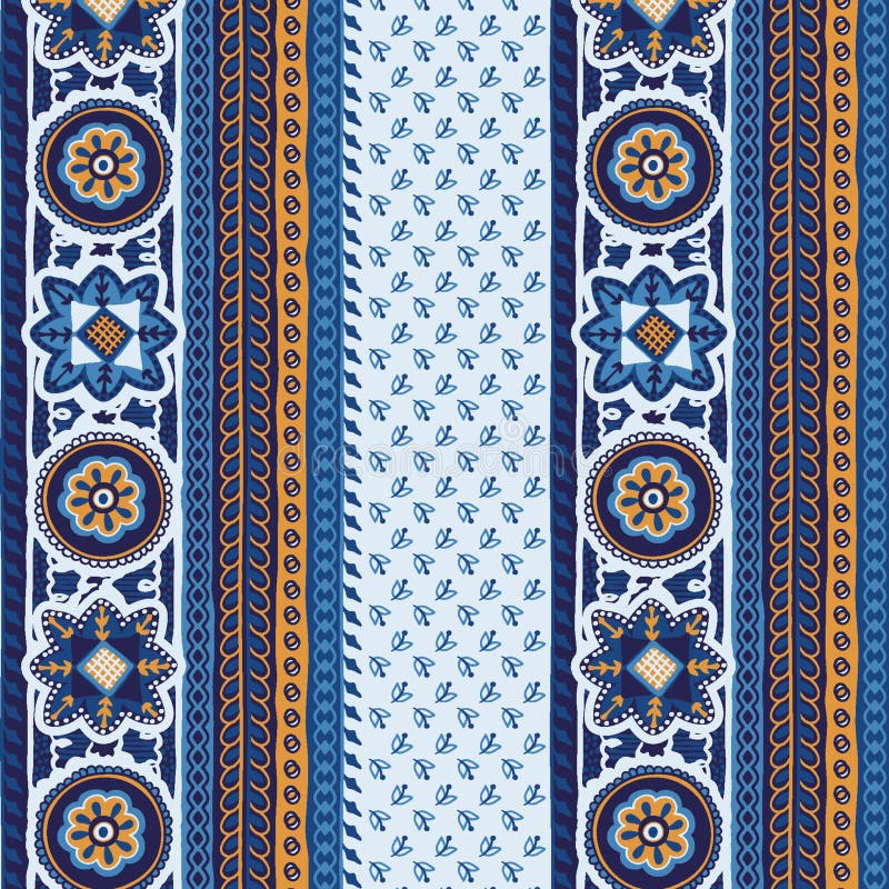 Floral and Geometric Seamless Pattern. Ethnic Border Ornament. Stock ...