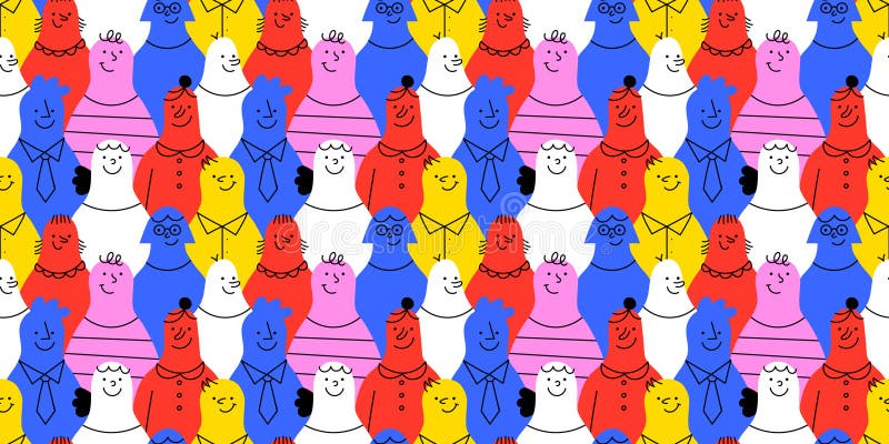 Colorful Diverse People Crowd Abstract Art Seamless Pattern Stock ...