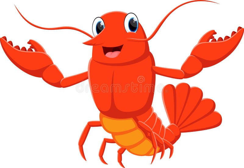 Cute Lobster Cartoon Isolated on White Stock Vector - Illustration of ...
