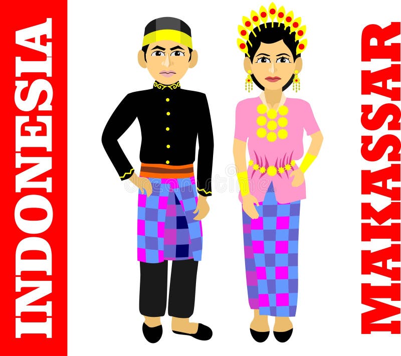 Makassar Couple Traditional Costume Stock Vector - Illustration of ...