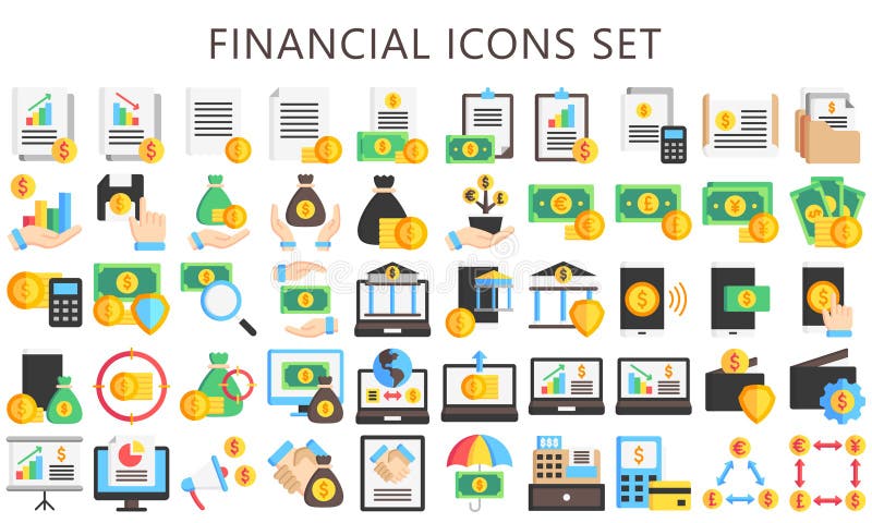 Business and Financial Multi Color Icons Set Stock Vector ...