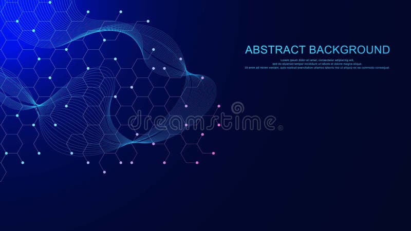 Abstract Hexagonal with Particles Molecule, Genetic, Chemical Compound ...