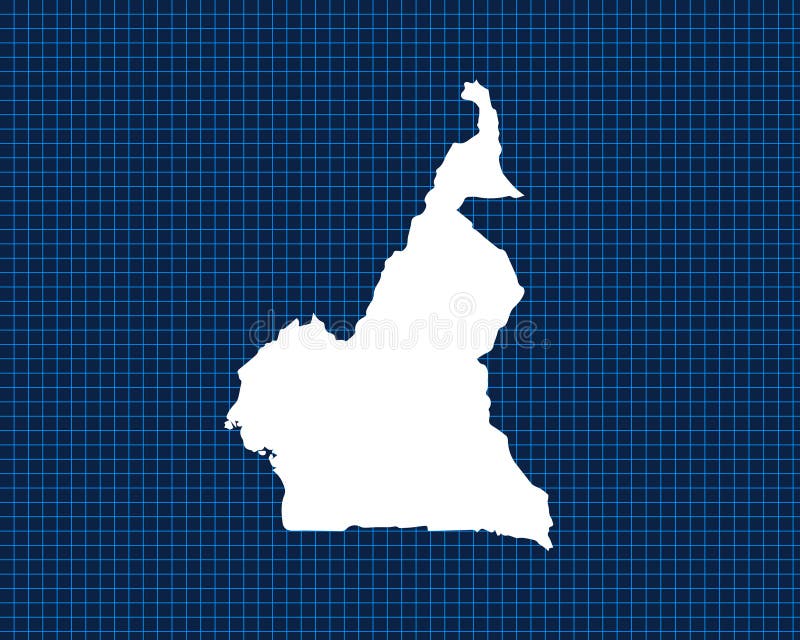 White Map Design Isolated on Blue Neon Grid with Dark Background of ...