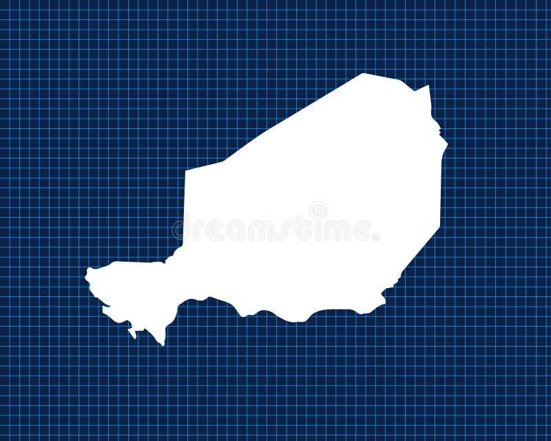 White Map Design Isolated on Blue Neon Grid with Dark Background of ...