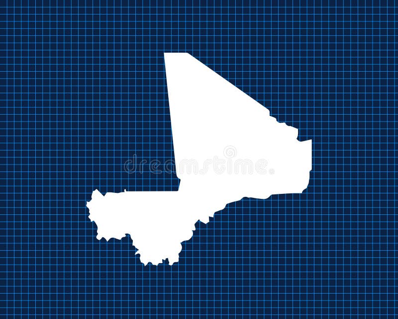 White Map Design Isolated on Blue Neon Grid with Dark Background of ...