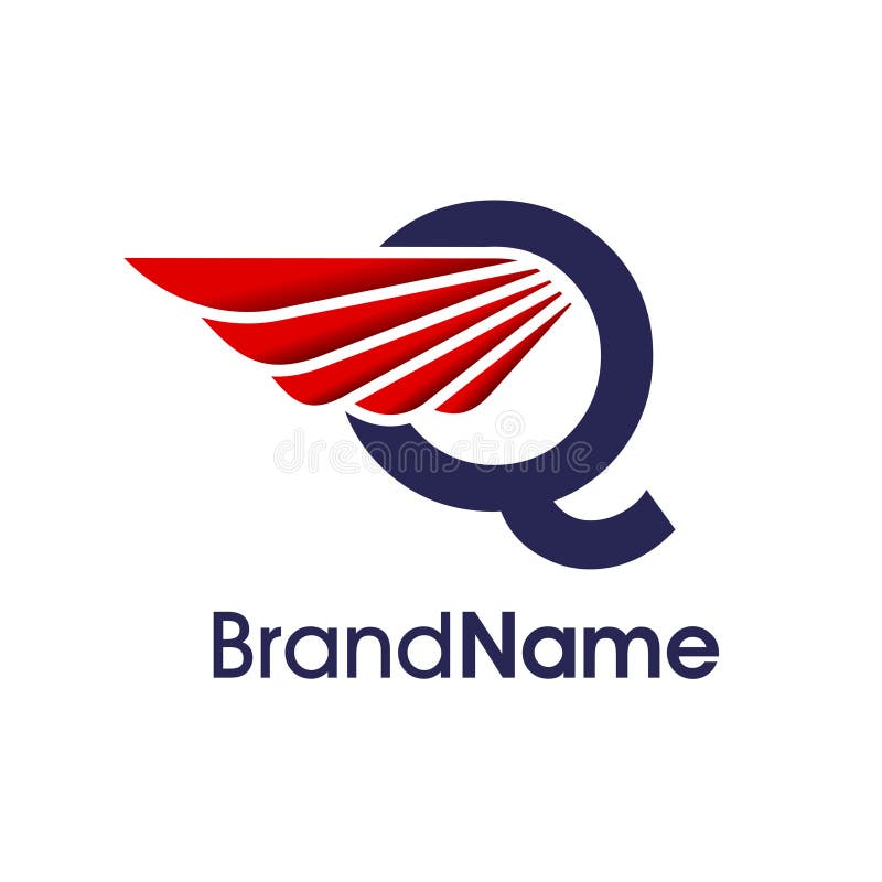 Modern Logo Design Initial Q Red Wing Stock Vector - Illustration of ...