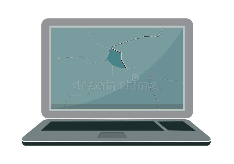 A Laptop with a Cracked Screen Concept. Editable Clip Art Stock Vector ...