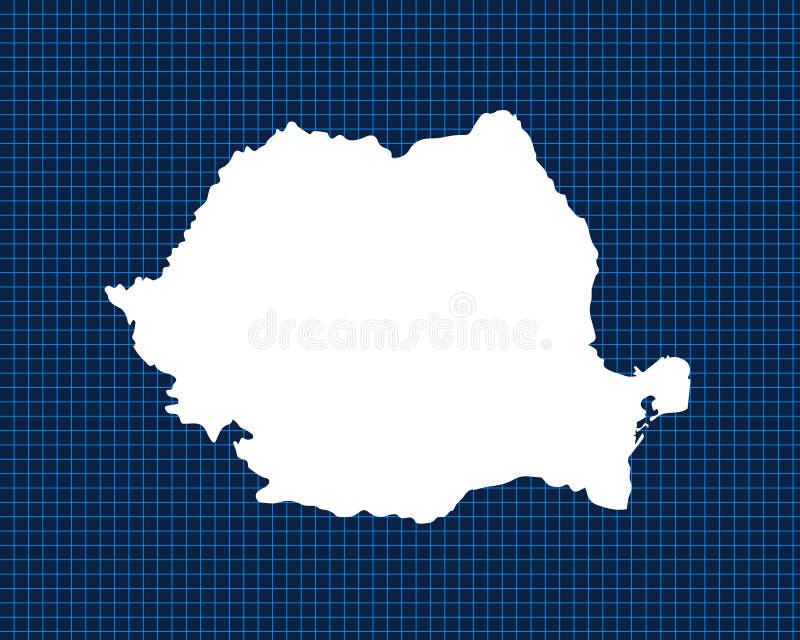 White Map Design Isolated on Blue Neon Grid with Dark Background of ...