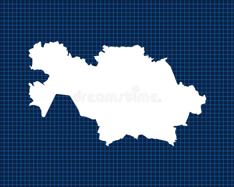 White Map Design Isolated on Blue Neon Grid with Dark Background of ...