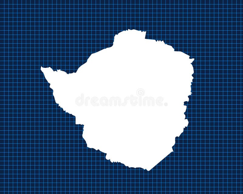 White Map Design Isolated on Blue Neon Grid with Dark Background of ...