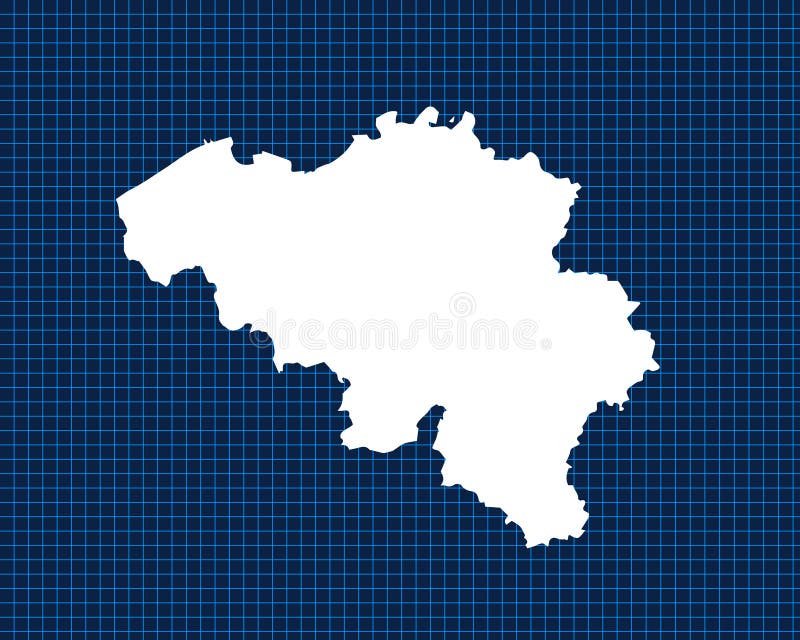 White Map Design Isolated on Blue Neon Grid with Dark Background of ...