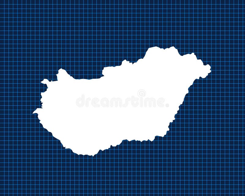 White Map Design Isolated on Blue Neon Grid with Dark Background of ...